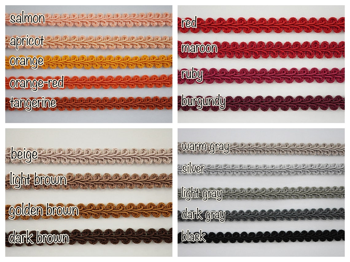 5 Yards 3/8" Red Gimp Braided Trim, Gimp Braid, Braided Cord, Braided ...