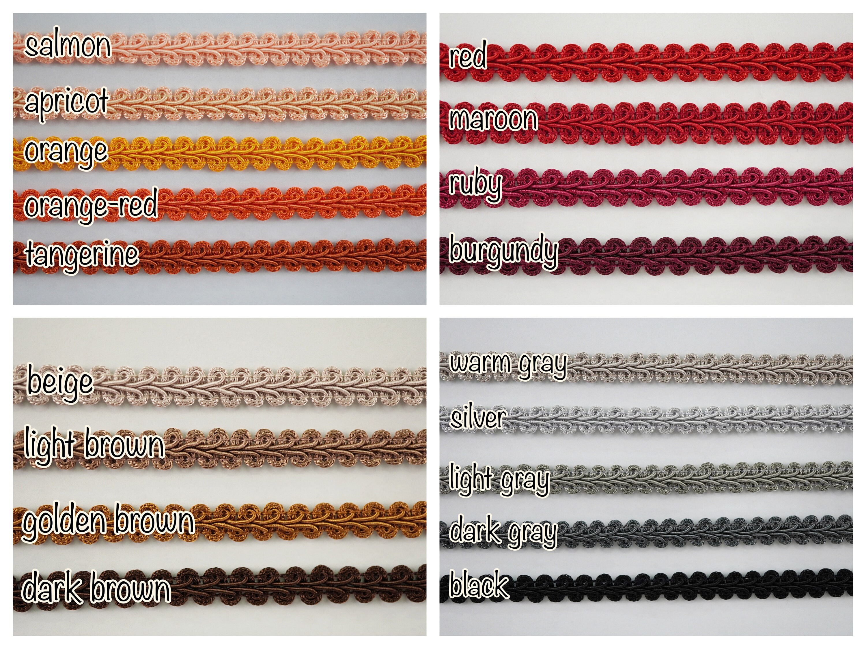 5 Yards 3/8" Red Gimp Braided Trim, Gimp Braid, Braided Cord, Braided ...