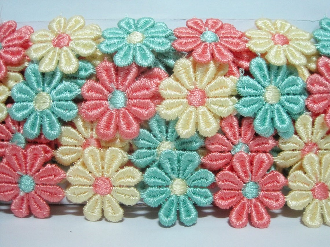 5 Yards Rainbow Flower Trim 2.5 Cm-wide Colorful Trim Flower - Etsy