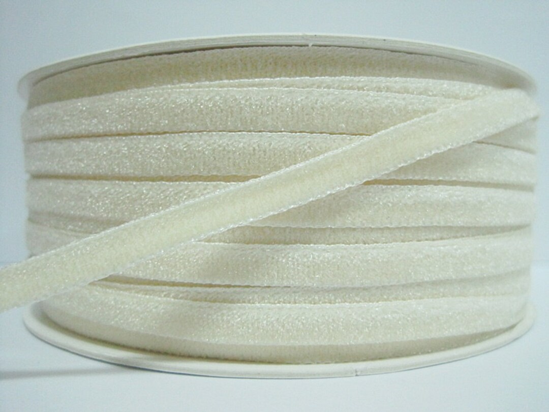 5 Yards 1/4" Cream Velvet Ribbon, Cream Velvet Ribbon, Ribbon Lot ...