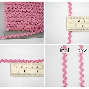5 Yards Pink Tiny Rick Rack With Gold Metallic, Tiny Rick Rack, Mini ...
