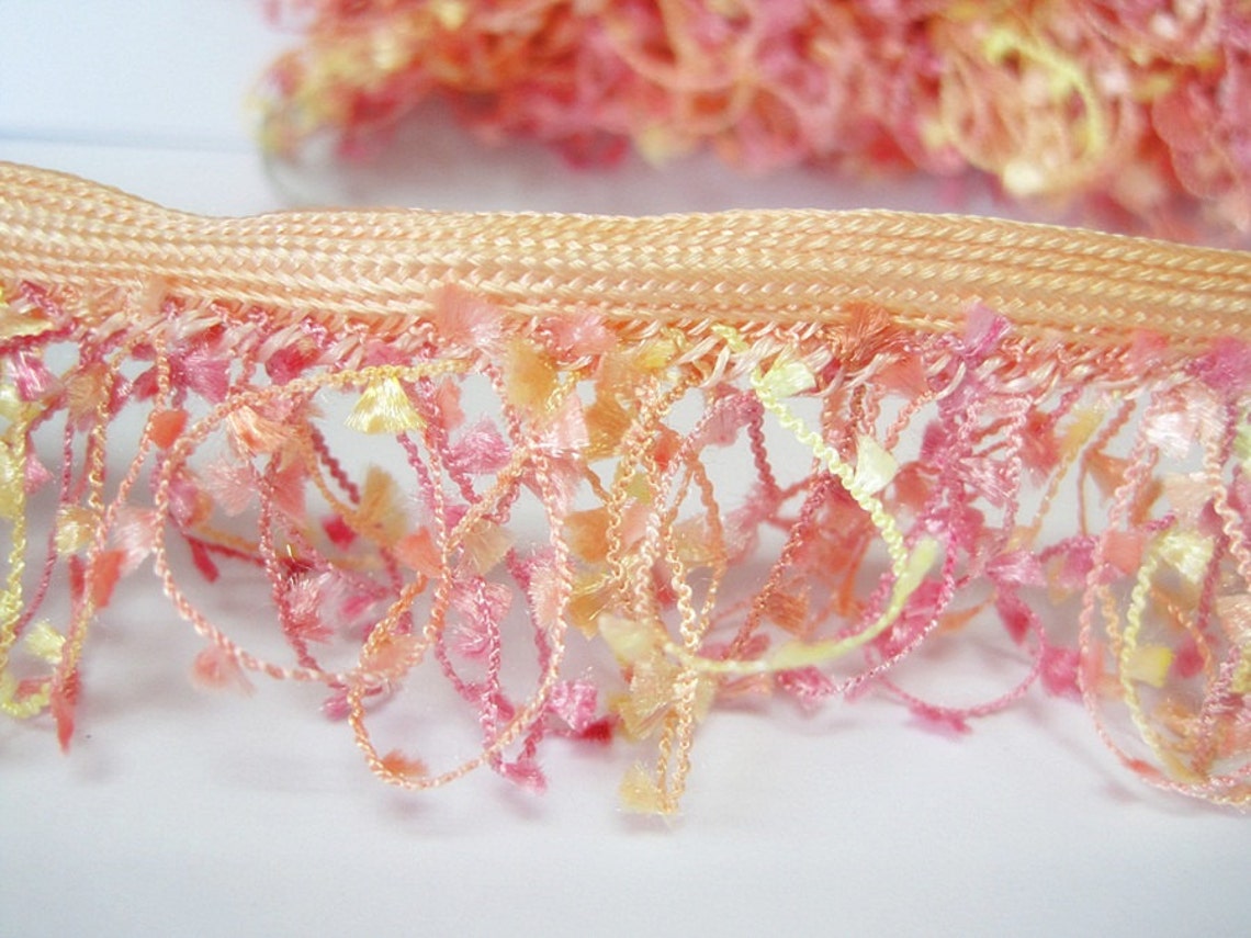 5 Yards Orange-pink Loop Trim Multicolored Tiny Tassel Trim | Etsy