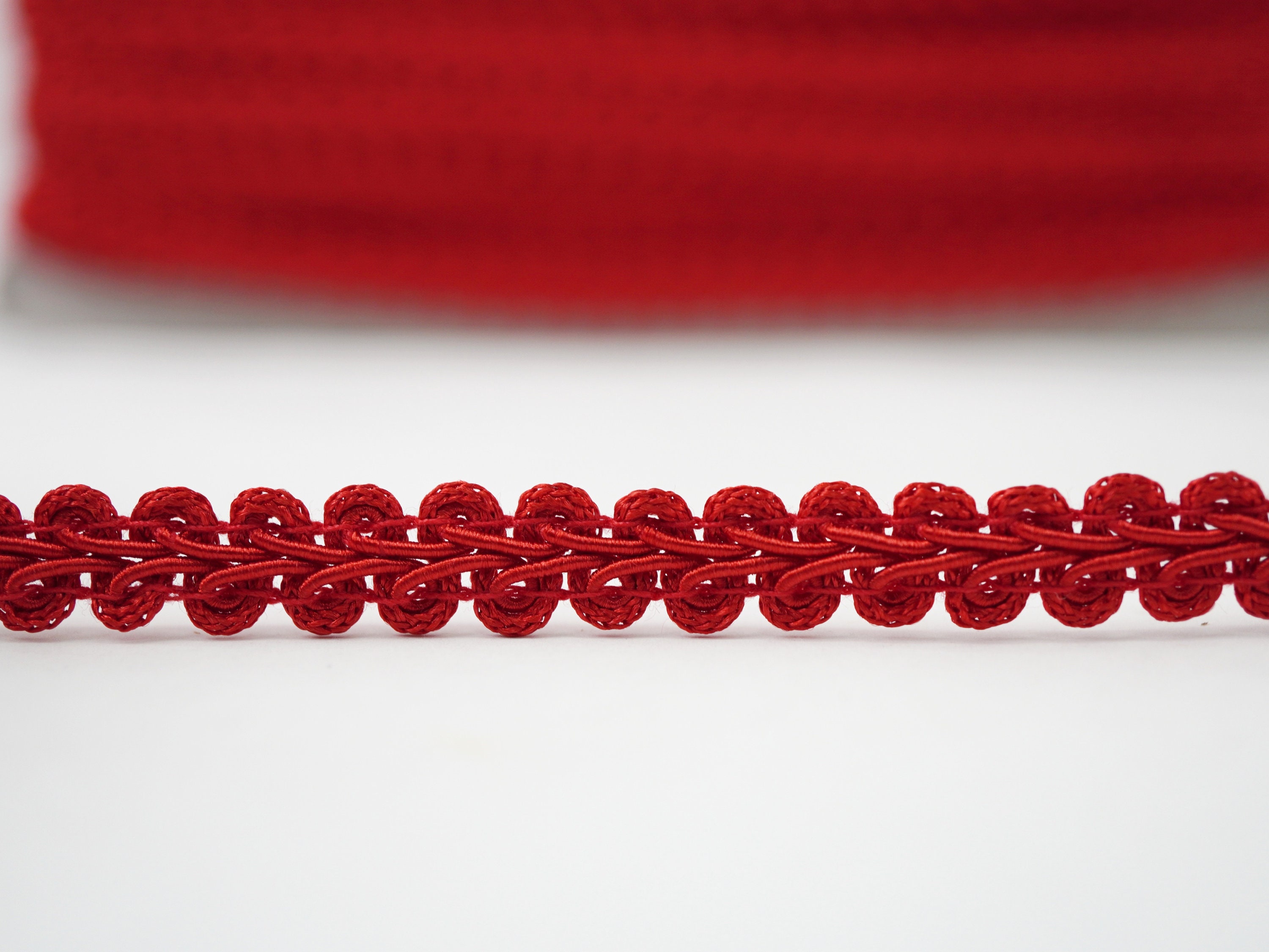 5 Yards 3/8" Red Gimp Braided Trim, Gimp Braid, Braided Cord, Braided ...