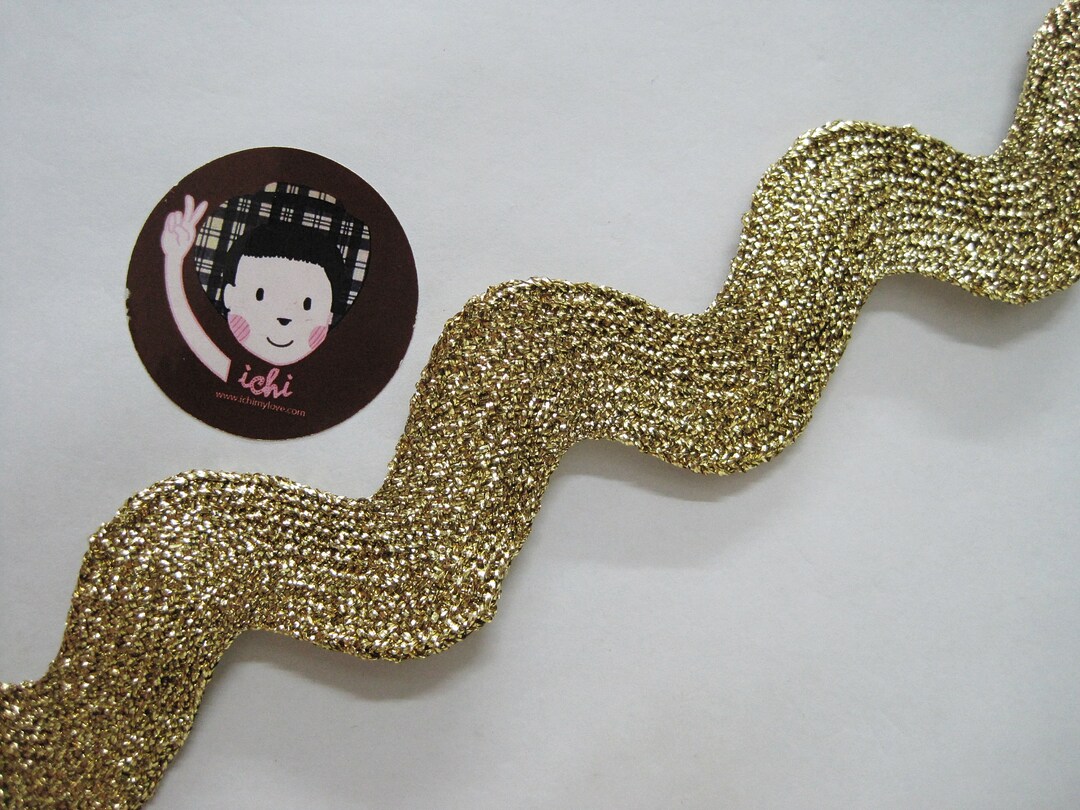 5 Yards Light Gold Jumbo Metallic Rick Rack Trim, Metallic Rick Rack ...