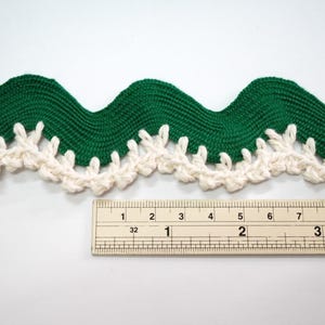 Pine Green Crocheted Rick Rack Trim, Handmade Crochet Lace, Jumbo Rick ...