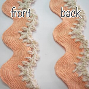 Peach Pink Crocheted Rick Rack Trim, Handmade Crochet Lace, Jumbo Rick ...