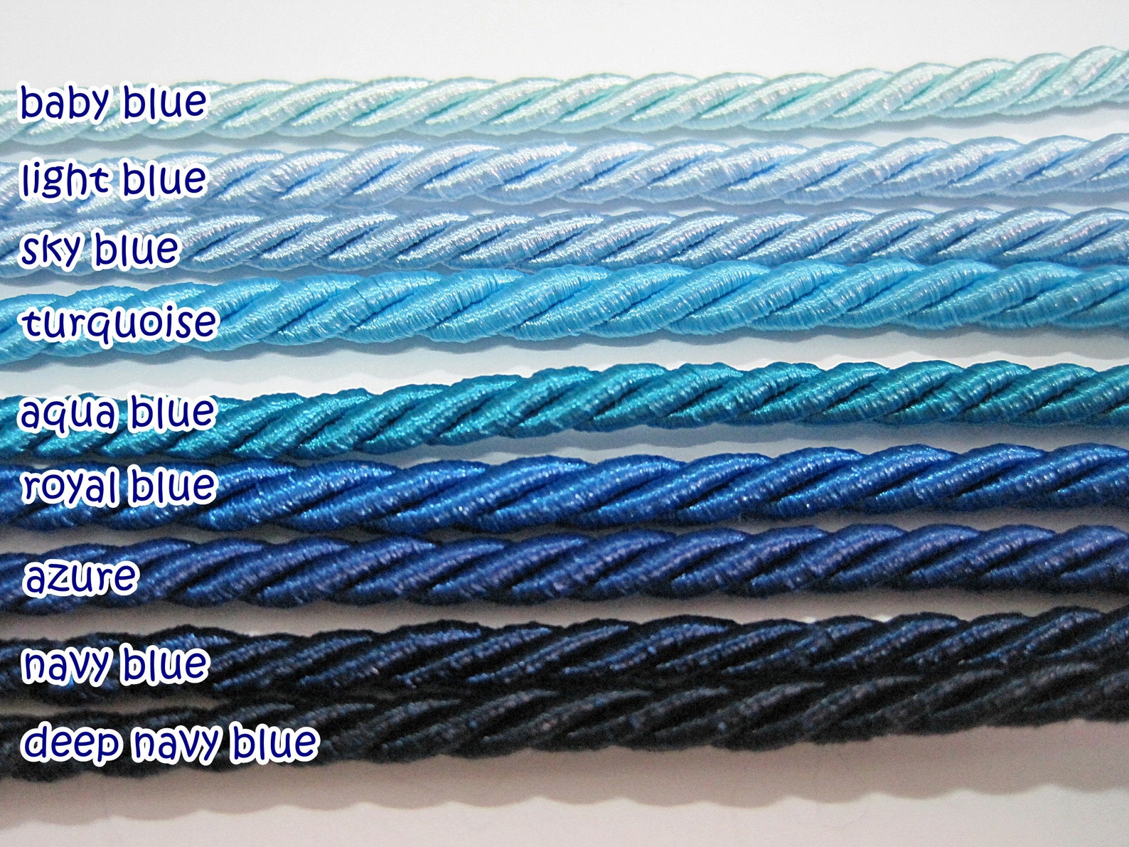 5 Yd 4 Mm Twisted Cord Blue Twisted Cord Braided Cord - Etsy