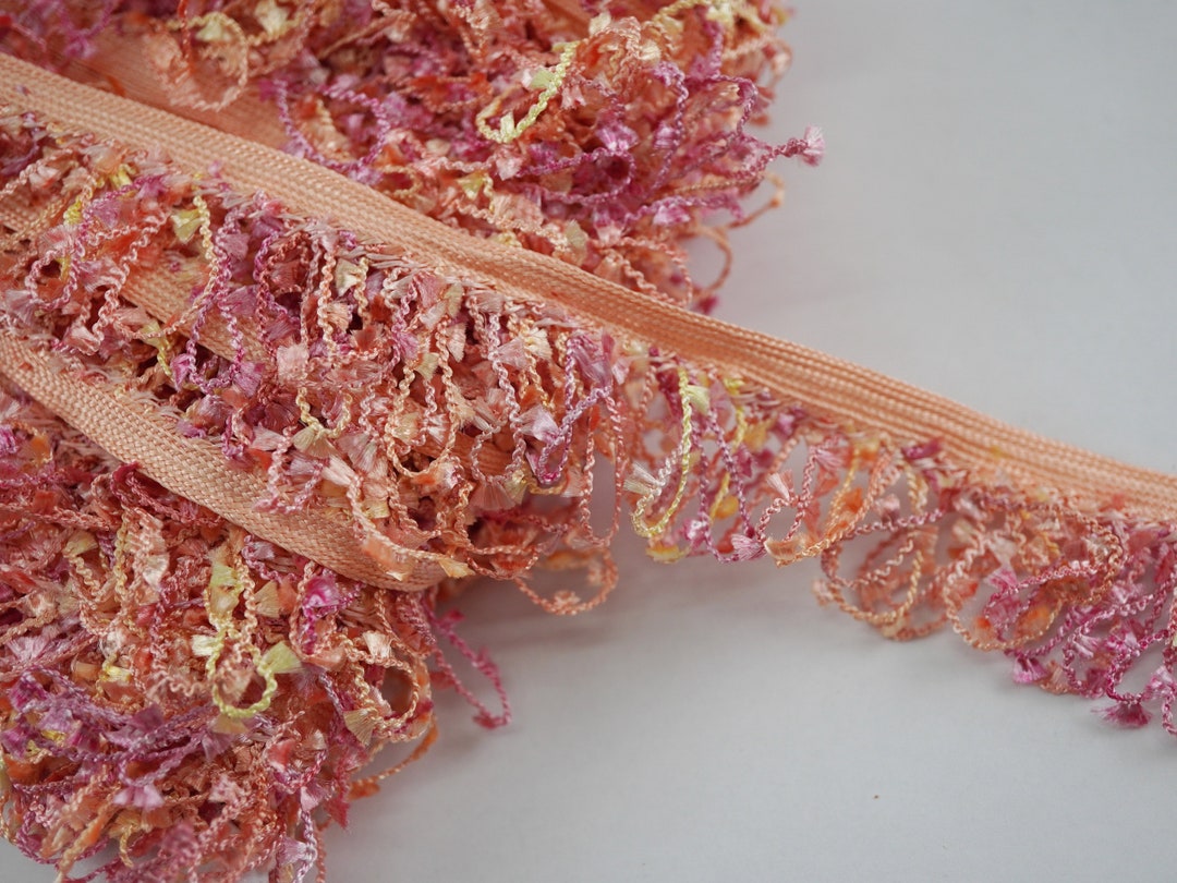 5 Yards Salmon Loop Trim, Multicolored Tassel Trim, Orange Trim ...