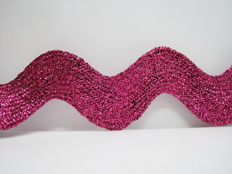 5 Yards Hot Pink Jumbo Metallic Rick Rack Trim, Metallic Rick Rack ...