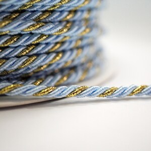 5 Yd 3 Mm. Blue Twisted Cord With Silver/gold Metallic, Gold Metallic ...