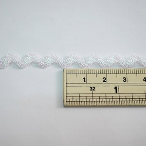5 Yards 3/8" White Sparkly Rick Rack Trim, Glitter Trim, Ric Rac Trim ...