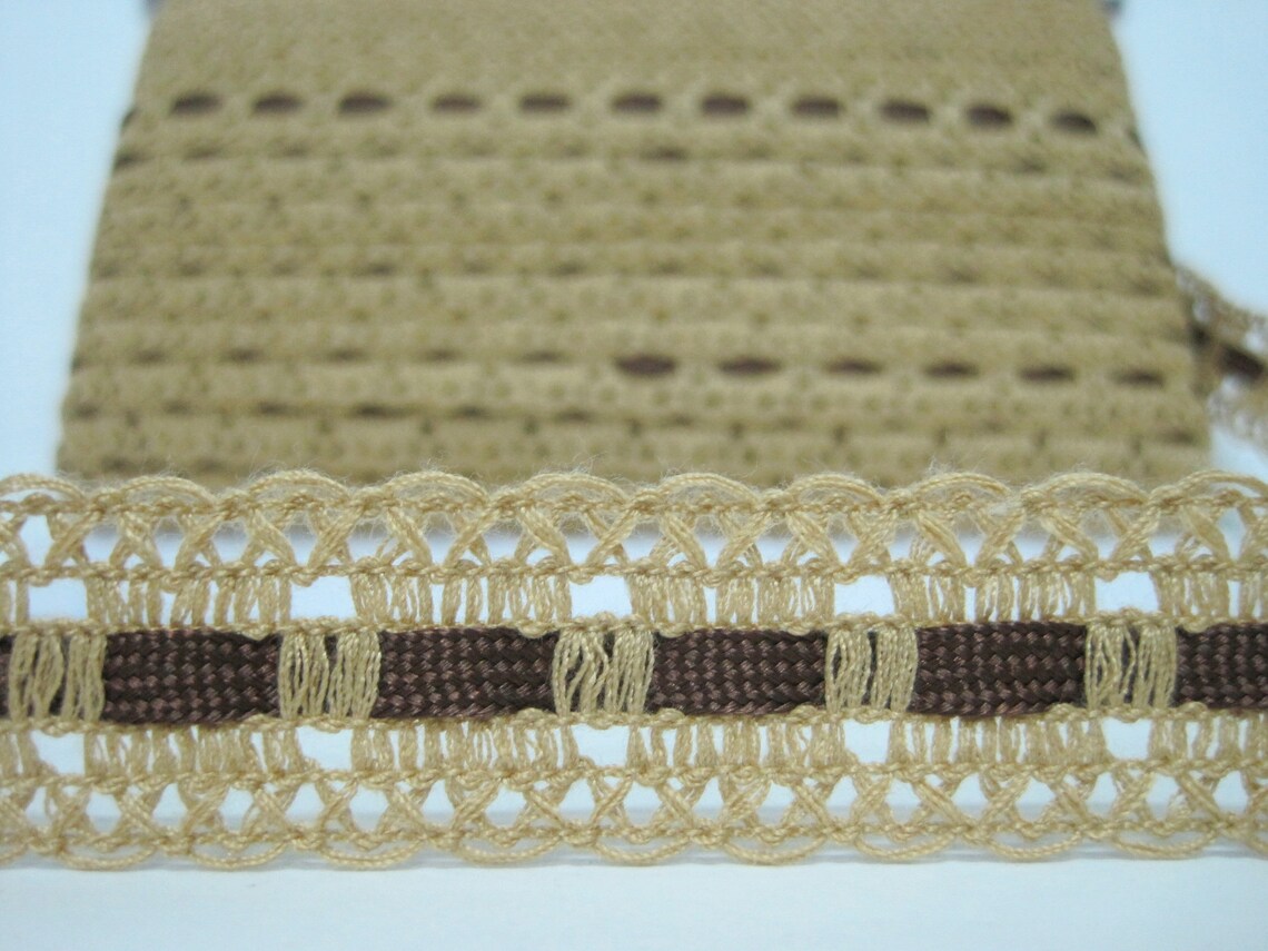 5 Yards Royal Gold Lace Trim With Dark Brown Ribbon Insert - Etsy