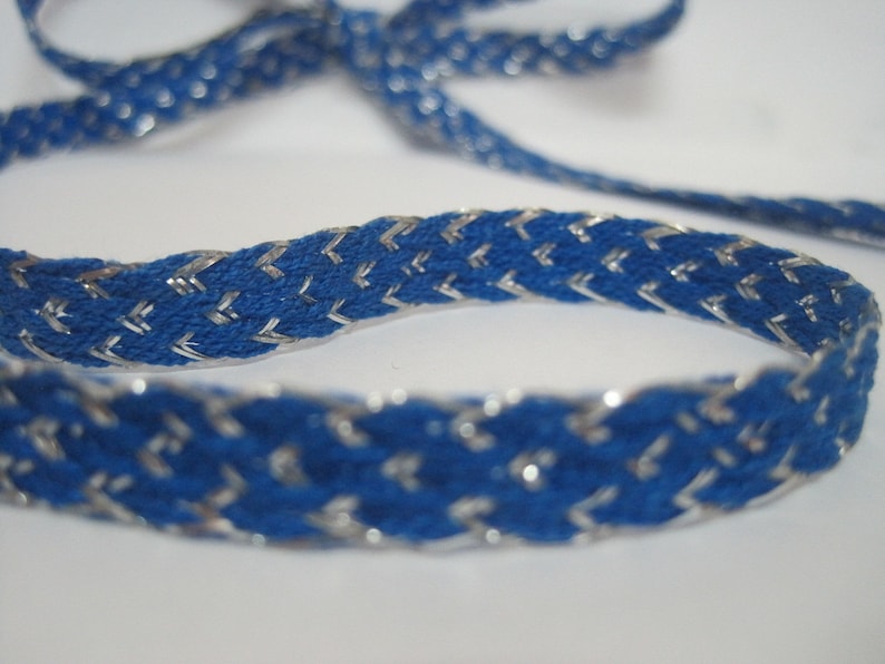 5 Yards Royal Blue Ribbon With Silver Embroidered, Blue Ribbon ...