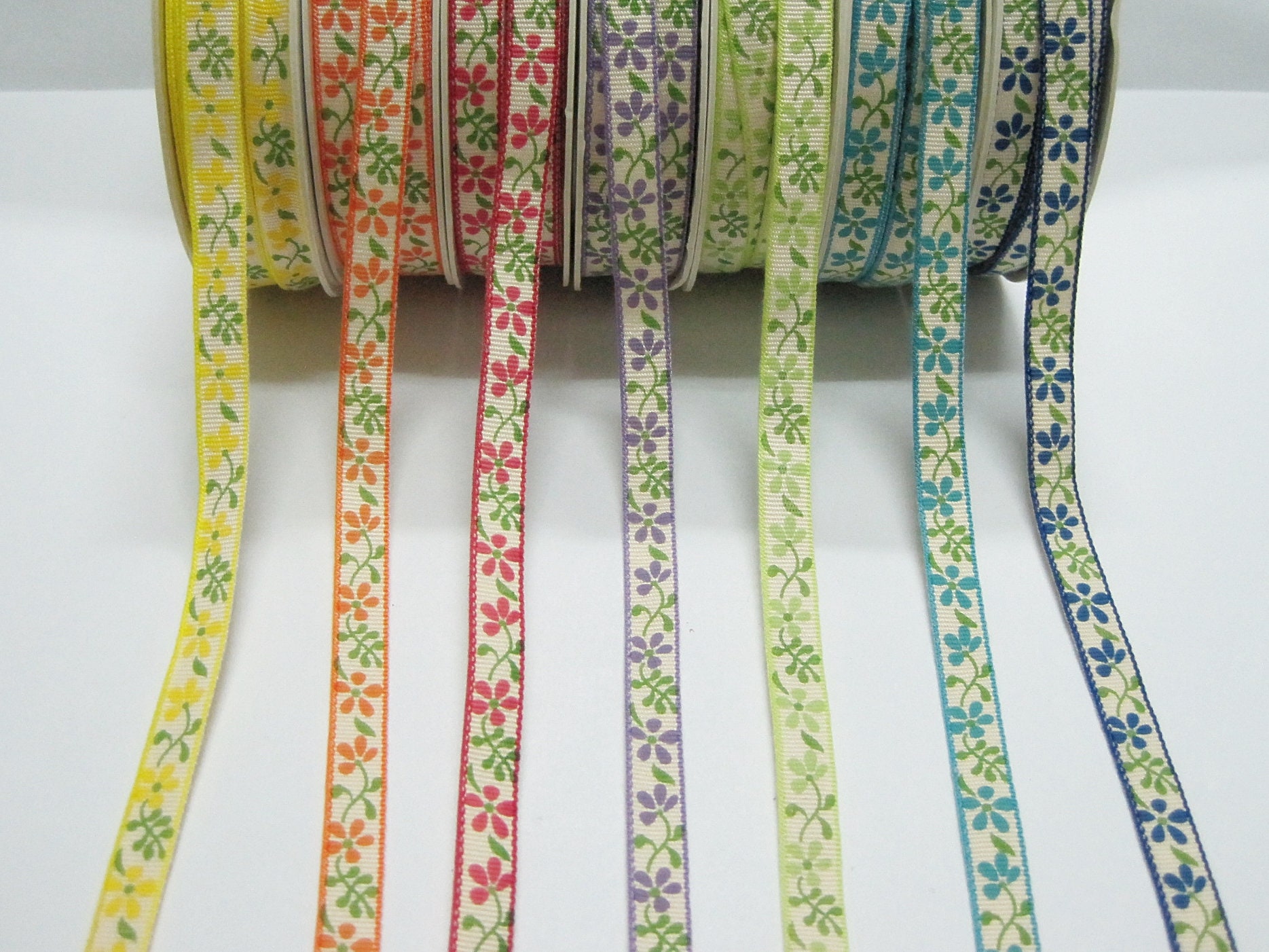 5 yards 3/8 Flower Ribbon Printed Ribbon Flower | Etsy