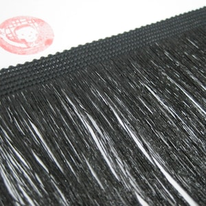 1 Yard 4" to 10" Black Chainette Fringe, Black Trim, Fringe Tassel Trim ...