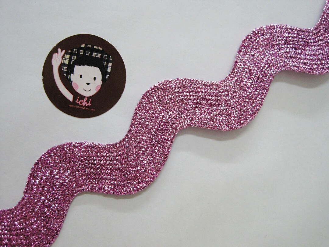 5 Yards Pink Jumbo Metallic Rick Rack Trim, Metallic Rick Rack, Jumbo ...