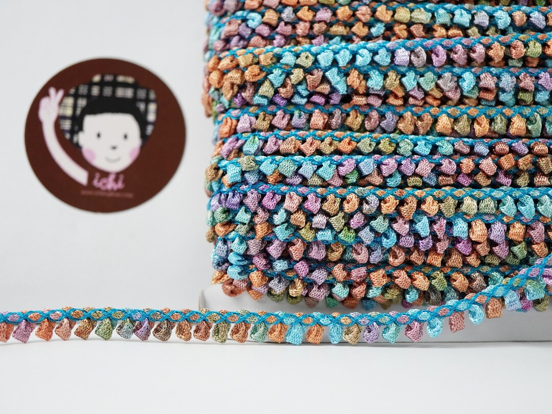 5 Yards Multicolored Picot Trim, Picot Trim, Picot Braid, Multicolored ...