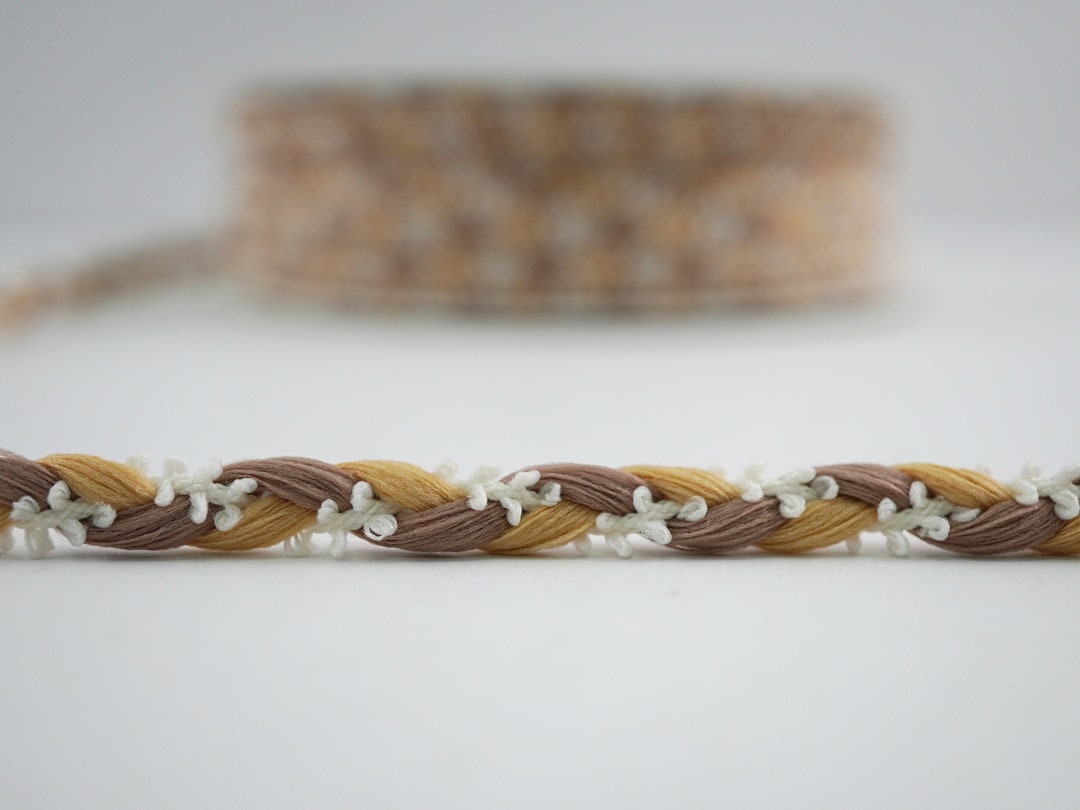 5 Yards Harvest Gold-light Brown Braid With Ivory Picot, Braided ...