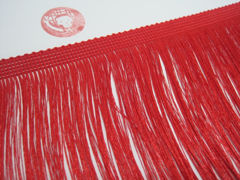 1 Yard 4" to 10" Red Chainette Fringe, Red Trim, Fringe Tassel Trim ...