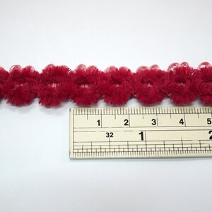 5 Yard of Ruby Chenille Braided, Red Flower Trim, Red Chenille Trim ...