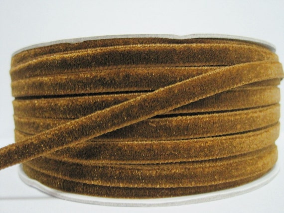 5 yards 1/4 Golden Brown Velvet Ribbon Brown Ribbon | Etsy