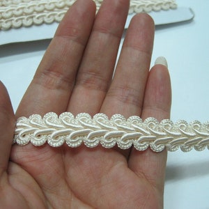 5 Yards 1/2" Cream Gimp Braided Trim, Gimp Braid, Braided Cord, Braided ...