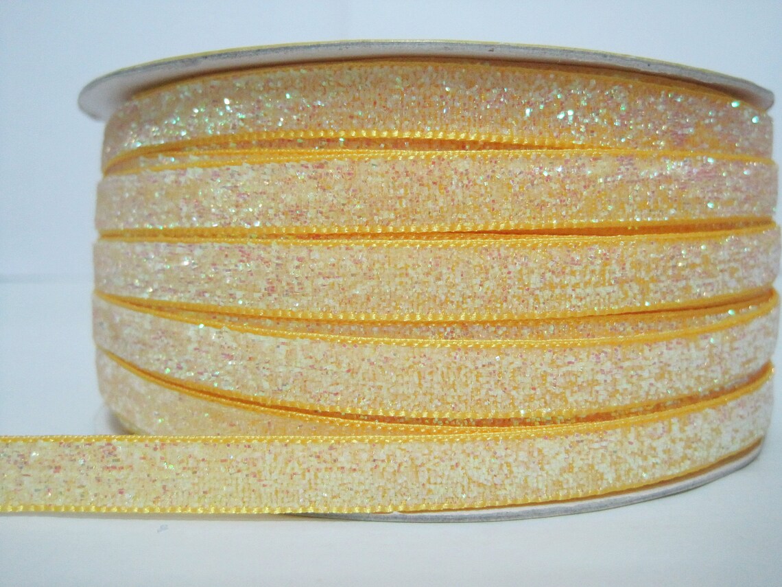 5 Yards 3/8 Bright Yellow Glitter Ribbon Glitter Yarn - Etsy