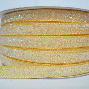5 Yards 3/8" Bright Yellow Glitter Ribbon, Glitter Yarn, Metallic ...