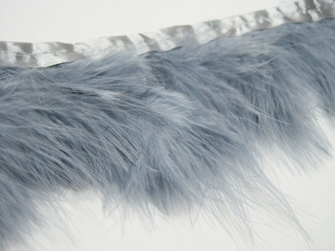 1 Yard Fur Trim, Gray Bird Fringe, Bird Feather Trim, Turkey Feather ...