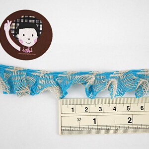 5 Yards Aqua Blue Linen Ruffle Trim, Ruffle Lace, Linen Lace Trim ...