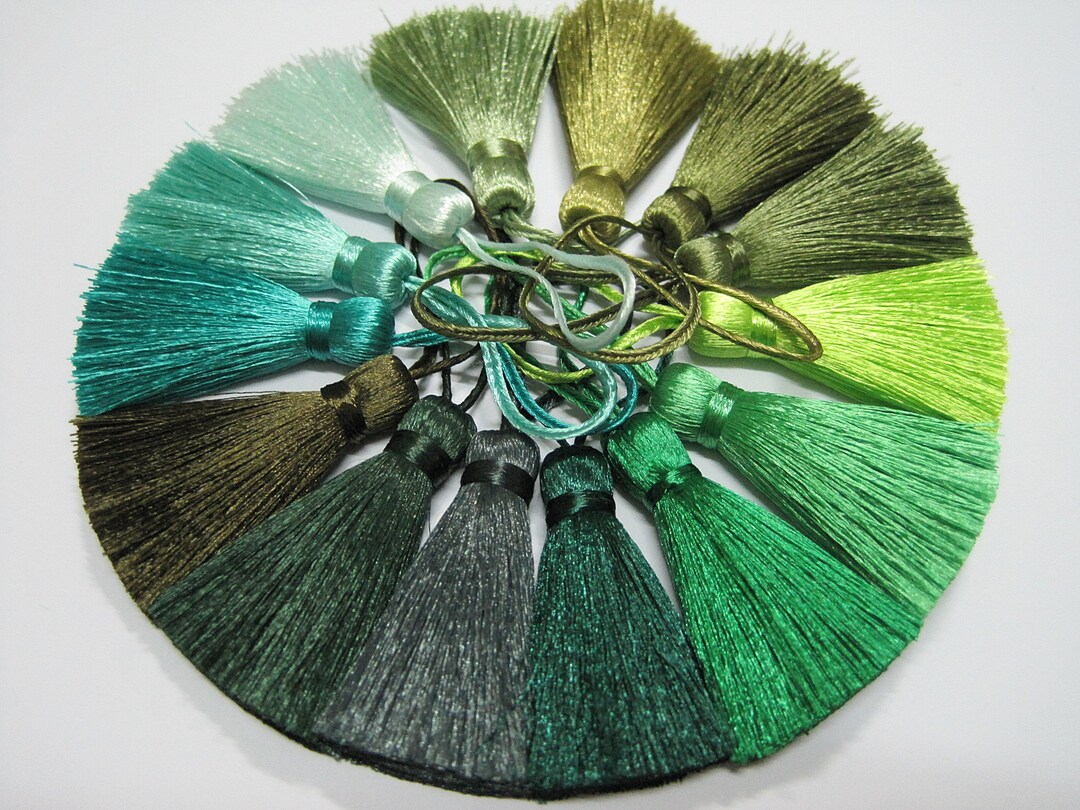 10 Pcs Green Short Tassel, Wholesale Tassels, Tassel Supplies, Silk ...