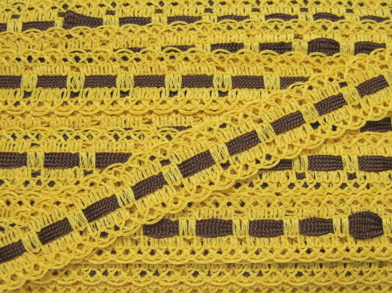 5 Yards Gold Lace Trim With Dark Brown Ribbon Insert Lace - Etsy