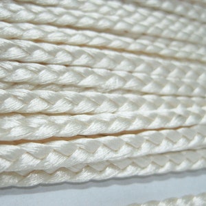5 Yards 1/4" Braided Cord, Cream Cord, Flat Braided Cord, Flat Cord ...