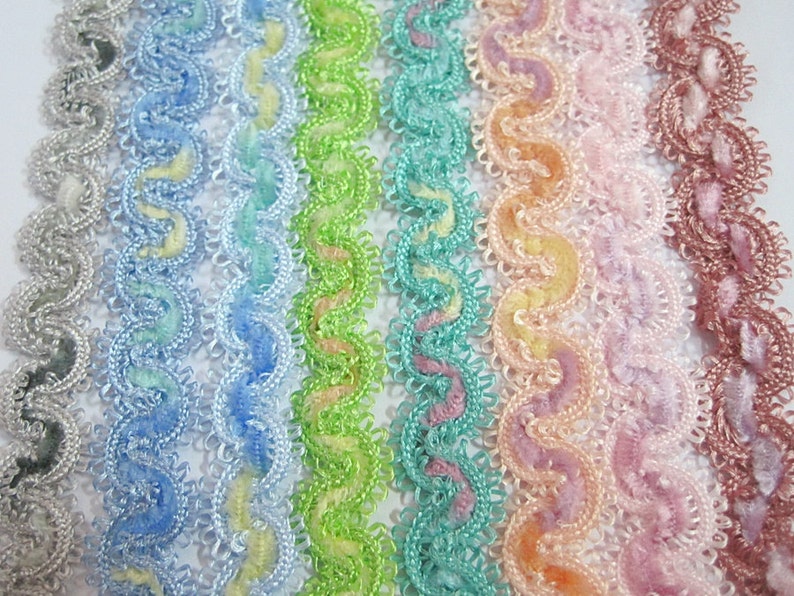 5 Yards 5/8" Aqua Green Chenille Rick Rack Trim, Multicolored Ric Rac ...