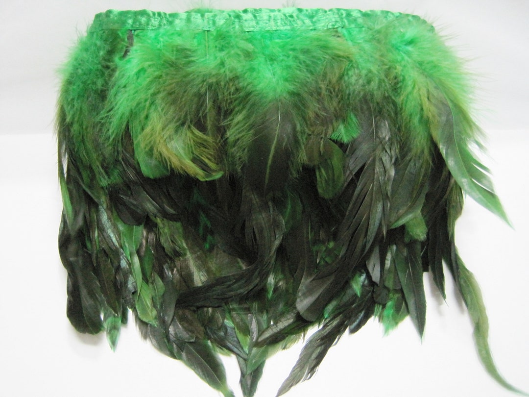1 Yard Goose Trim, Green Fringe, Goose Feather Fringe, Duck Feather ...