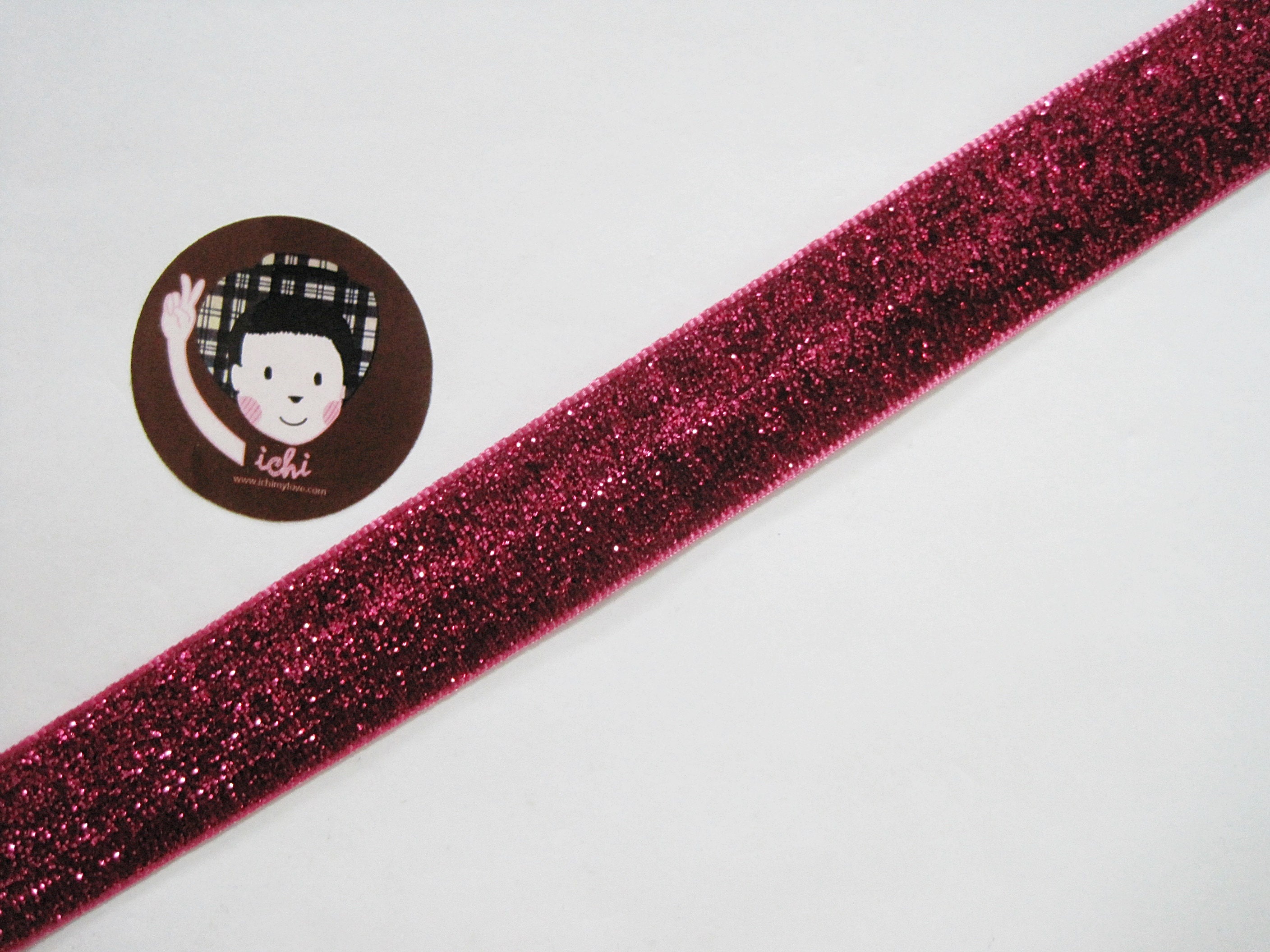 5 Yards 1" Wide Hot Pink Glitter Ribbon, Velvet Ribbon, Glitter Yarn ...