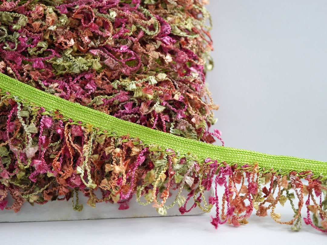5 Yards Lime Green Multicolored Loop Trim, Multicolored Tassel Trim ...