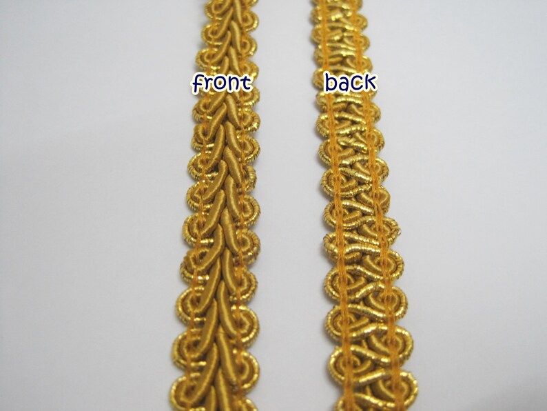 5 Yards 1/2" Classic Gold Gimp Braided Gold Metallic Edge Trim, Gimp ...