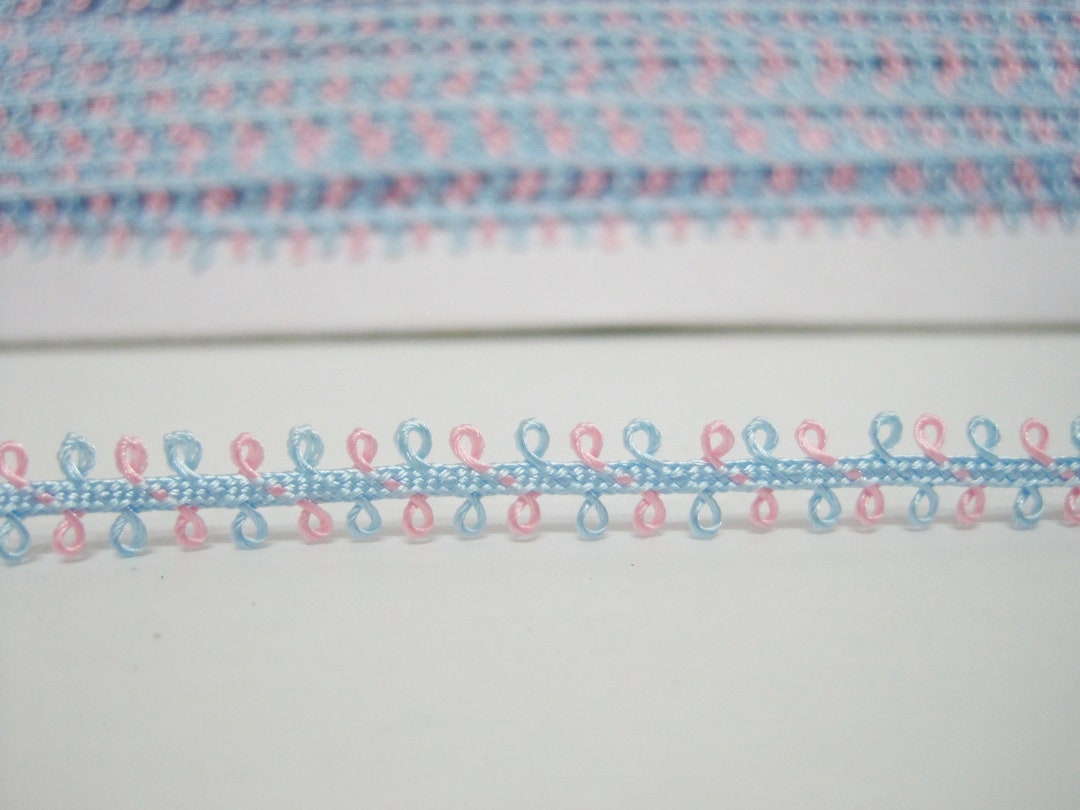 5 Yards 2-tone Blue-pink Picot Trim, Picot Edge Trim, Picot Lace Trim ...