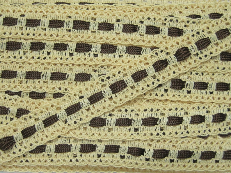 5 Yards Harvest Gold Lace Trim With Dark Brown Ribbon Insert - Etsy