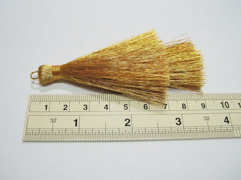 1 Pair Gold Double Metallic Tassel Metallic Tassel Double | Etsy