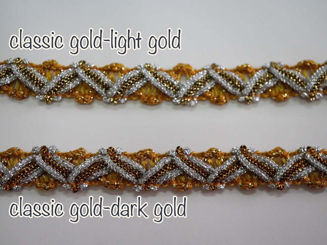 5 Yards 1/2" Classic Gold-gold Metallic Braid, Gold Lace, Gold Braided ...