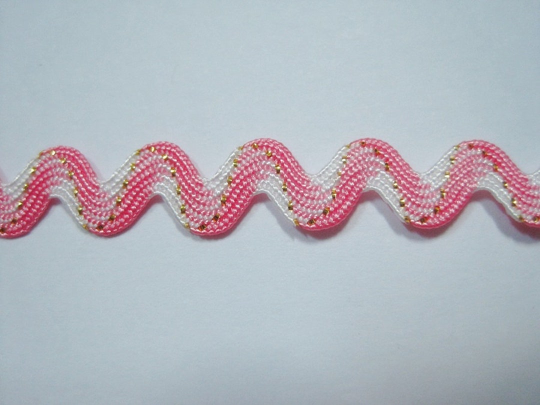 5 Yards Pink Baby Rick Rack Trim With Gold Glitter, Wholesale Trim, Ric ...