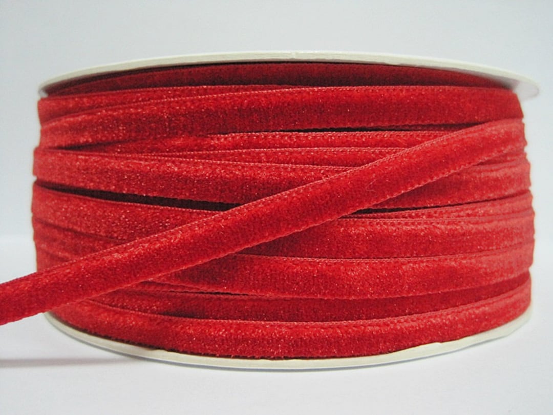 5 Yards 1/4" Red Velvet Ribbon, Red Velvet Ribbon, Ribbon, Ribbon Lot ...