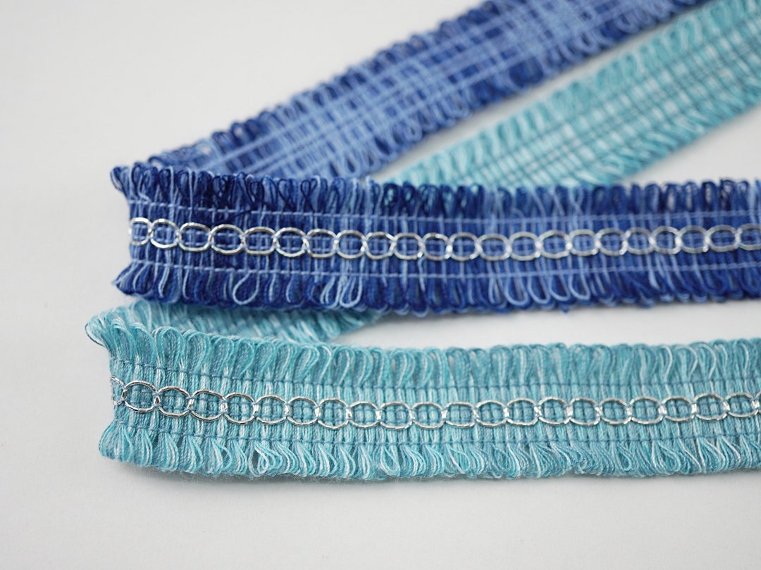 5 Yards 3/4" Blue Tassel Loop Trim, Tassel Trim, Wholesale Trim, Looped ...