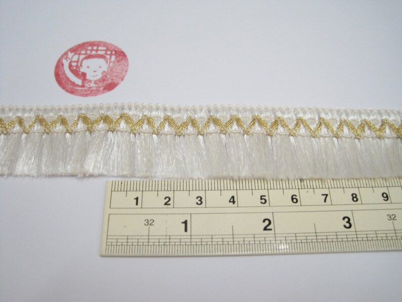 5 Yards Ivory Tassel Fringe Gold Metallic White Trim Fringe - Etsy