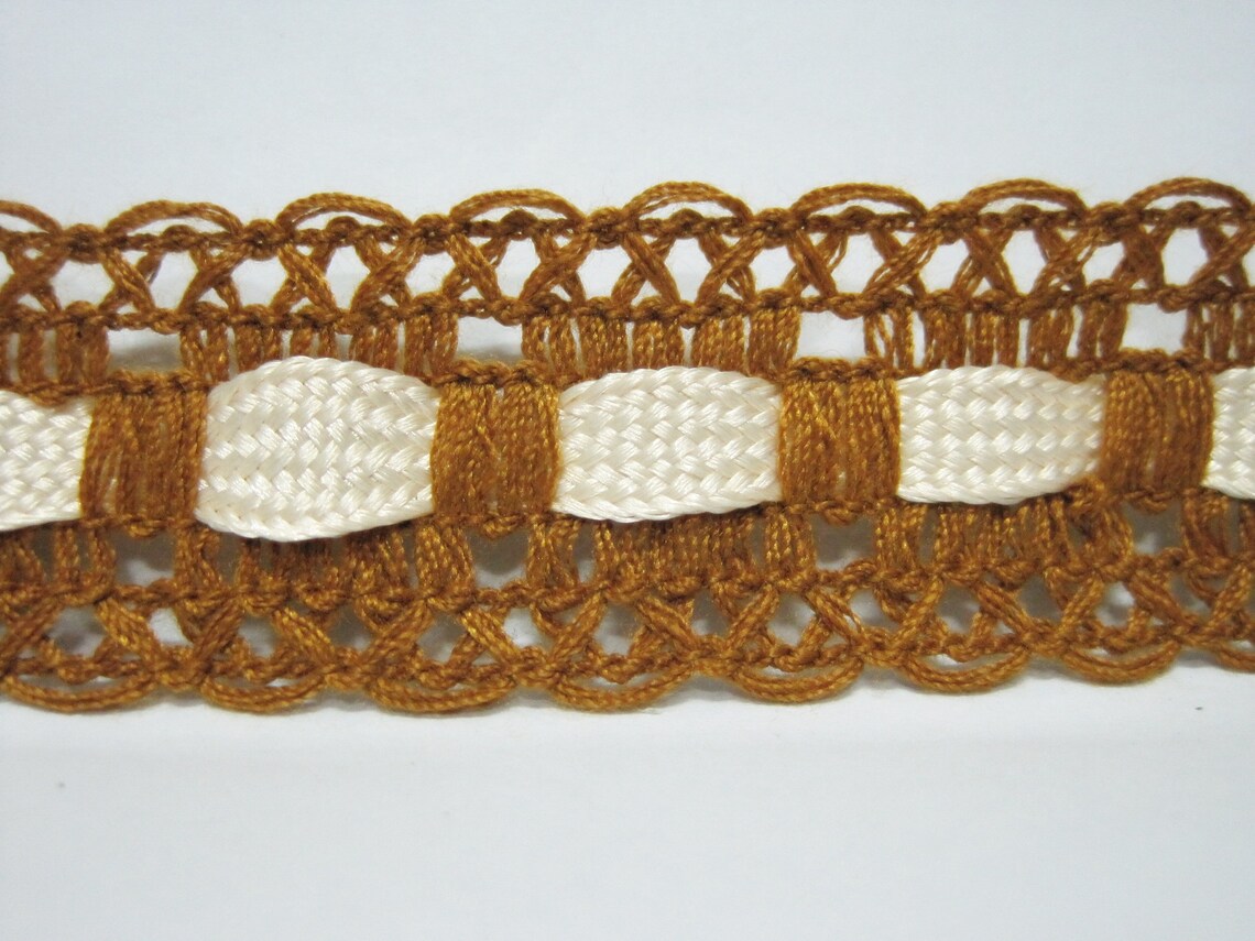 5 yards Golden Brown Lace Trim with Vanilla Ribbon Insert | Etsy