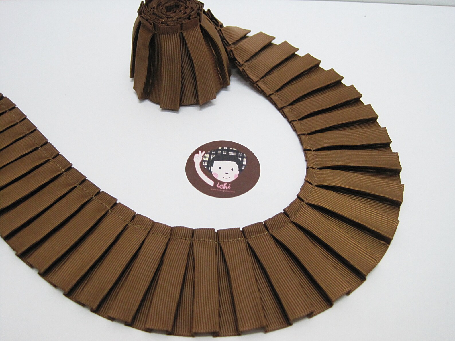 1 Yd 2" Brown Grosgrain Box Pleated Trim, Box Pleated Trim, Box Pleated ...