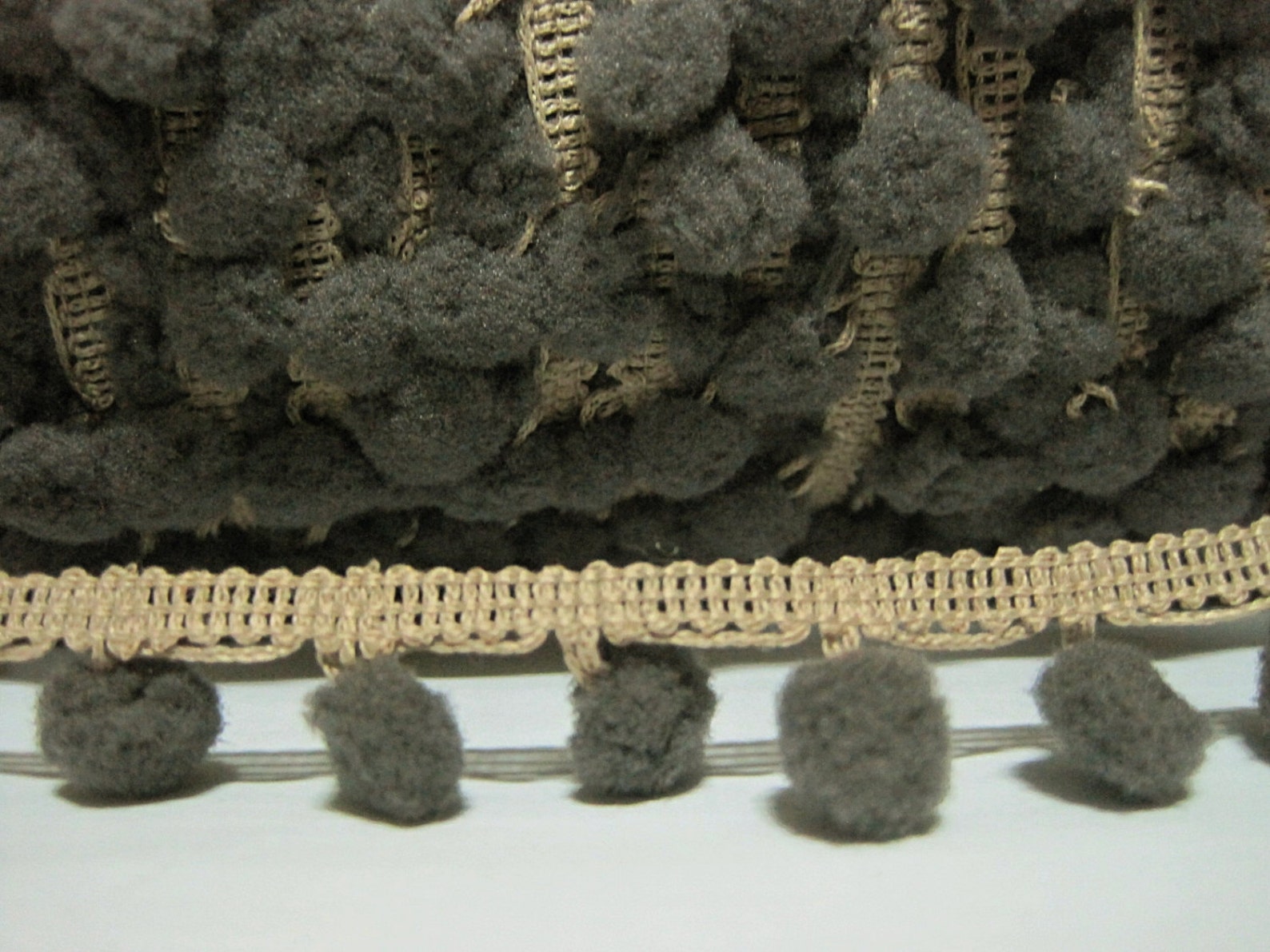 5 Yards Dark Gray Mini Pom Pom With Warm Gray Trim Mini Pom - Etsy