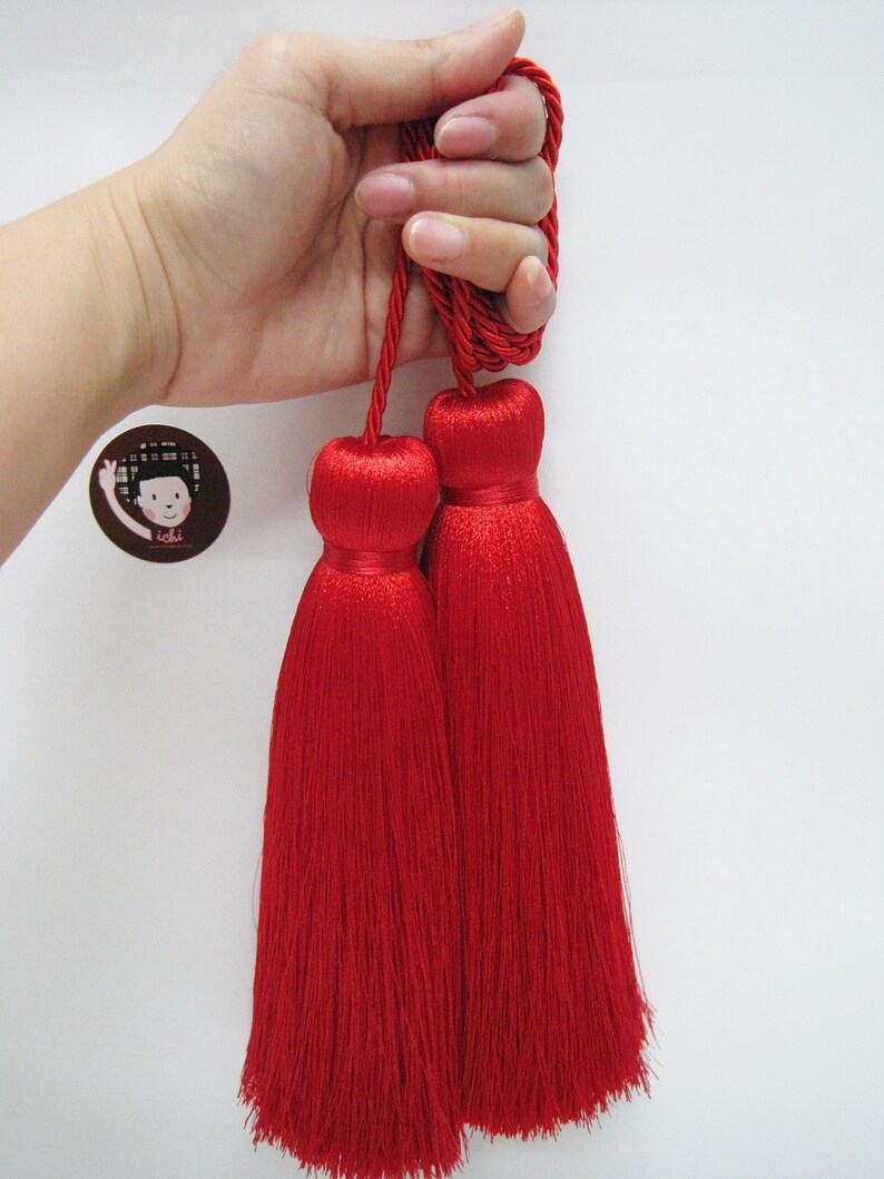 1 Pair Red Double Tassel on Cord Red Tassel Tassel on Cord - Etsy